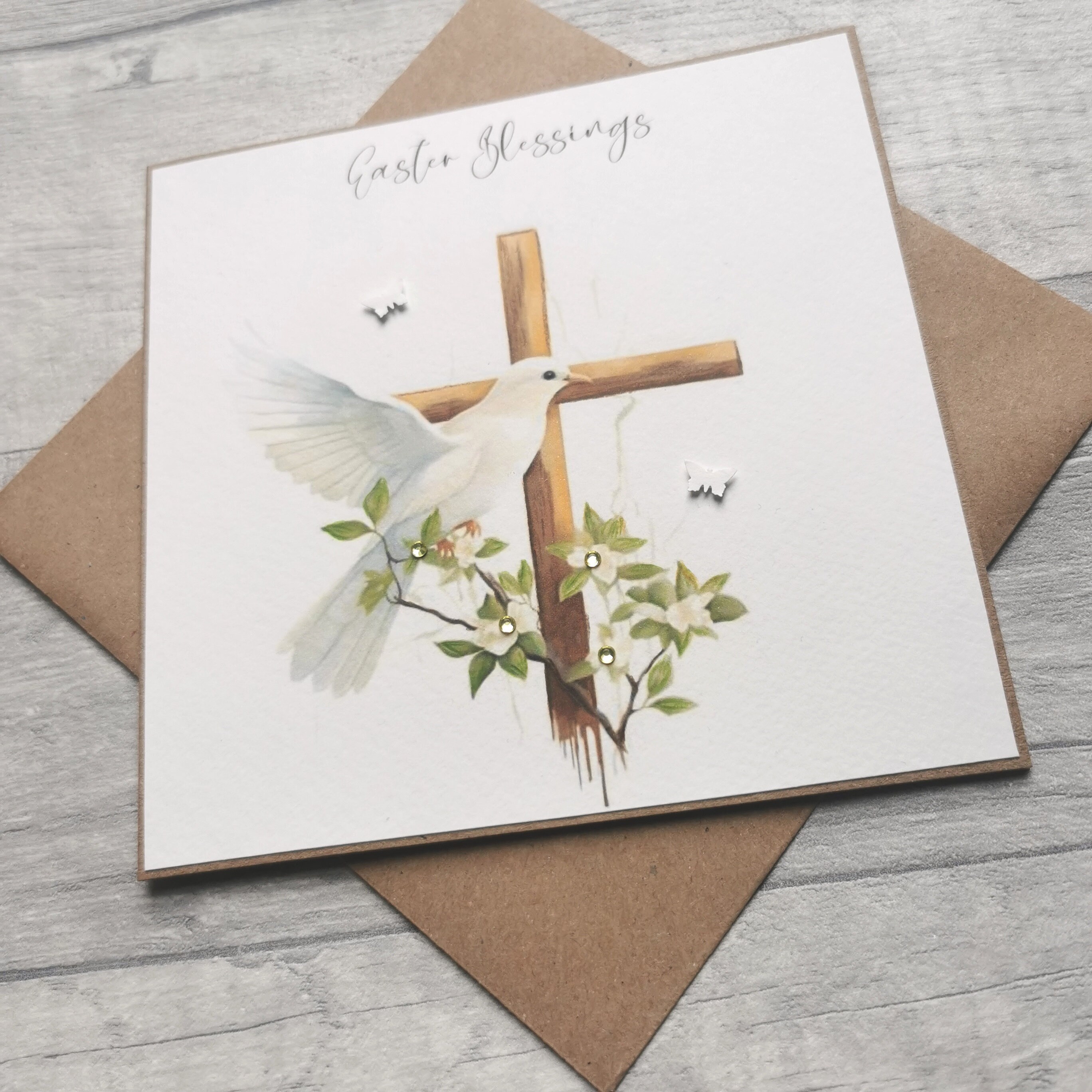 Christian Easter Card, Elegant Easter Card With Cross, Religious Easter Card, Easter Card ...