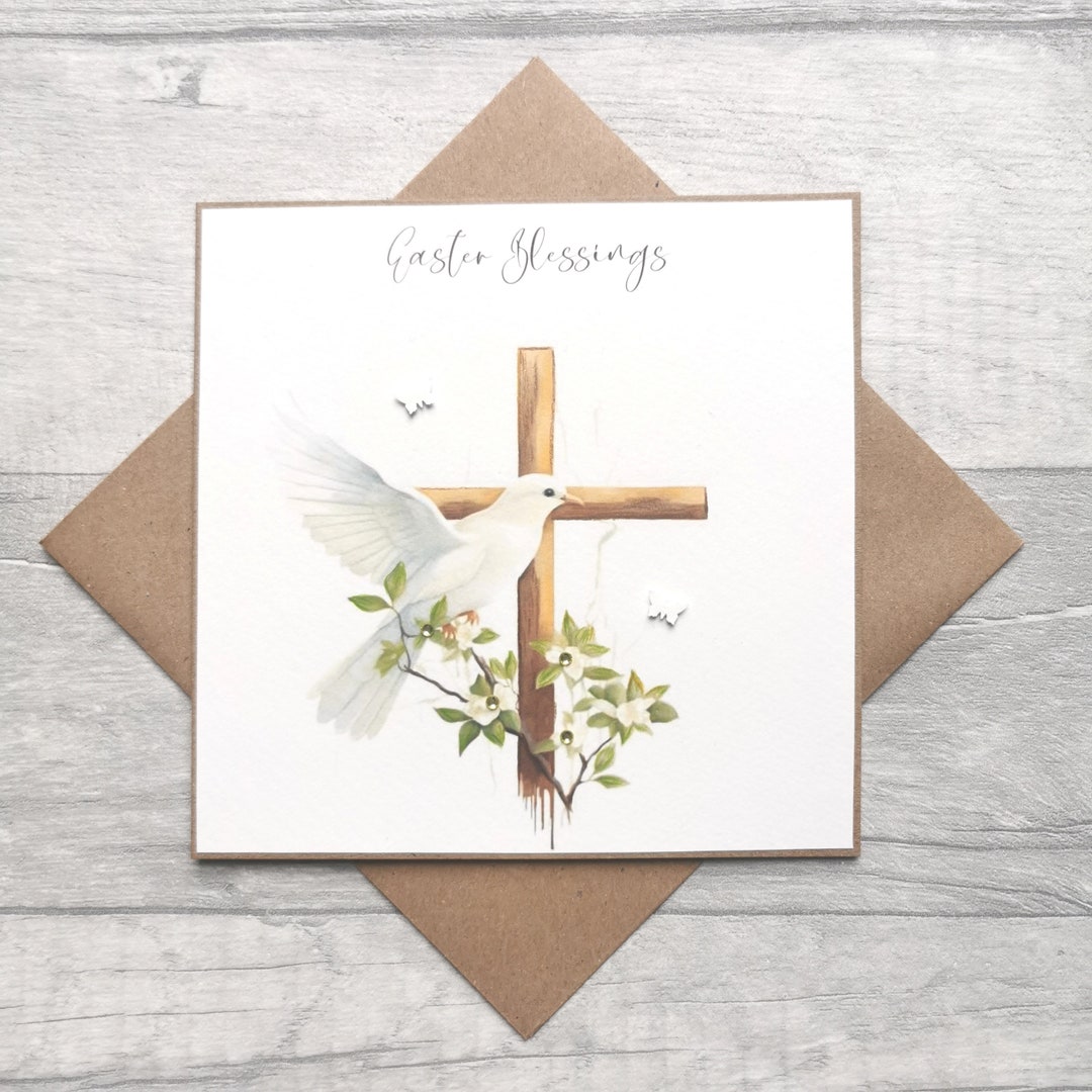 Christian Easter Card, Elegant Easter Card With Cross, Religious Easter ...