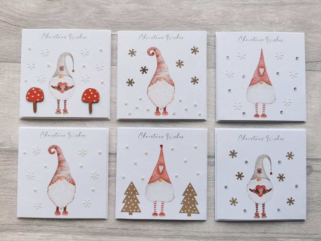 Gnome Christmas Cards, Pack of Mini Gnome Christmas Cards, Set of Small ...