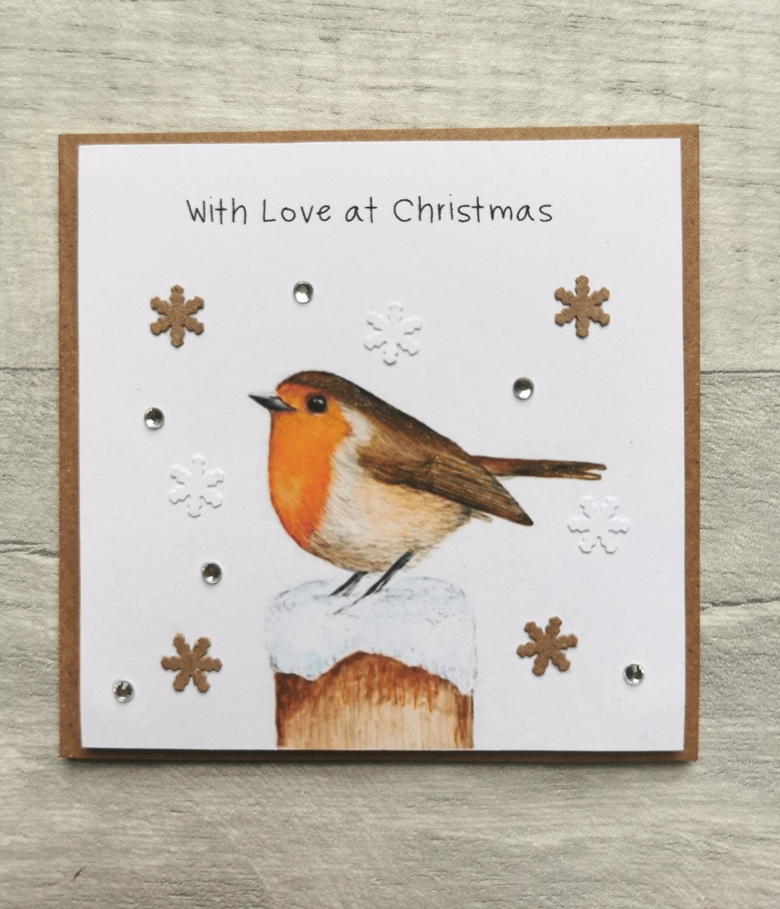 Pack of 4x4 6 Christmas Cards With Robin, Handmade Christmas Cards With ...