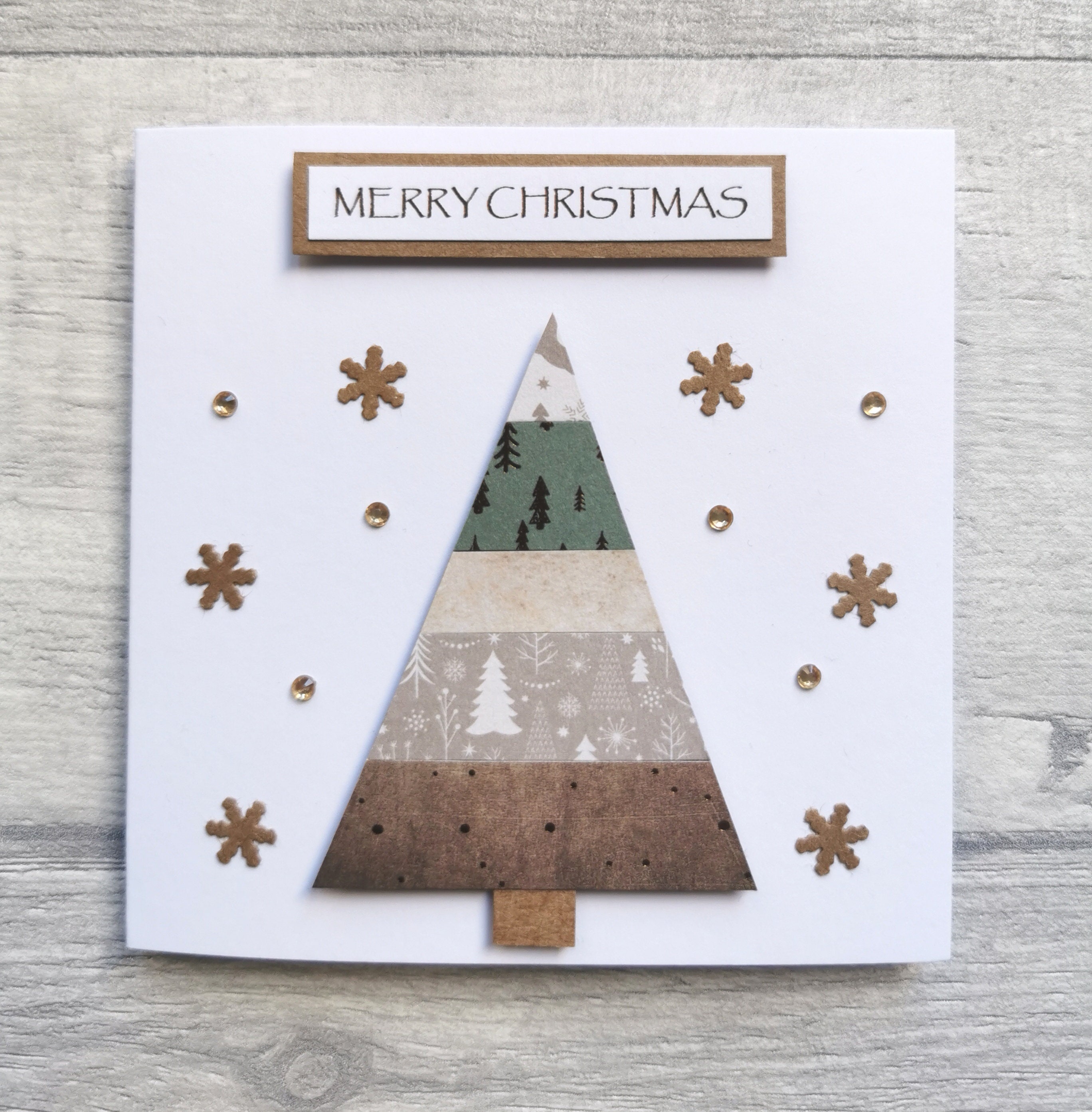 Pack of 6 Handmade Rustic Christmas Cards, Pack of Christmas Cards With ...