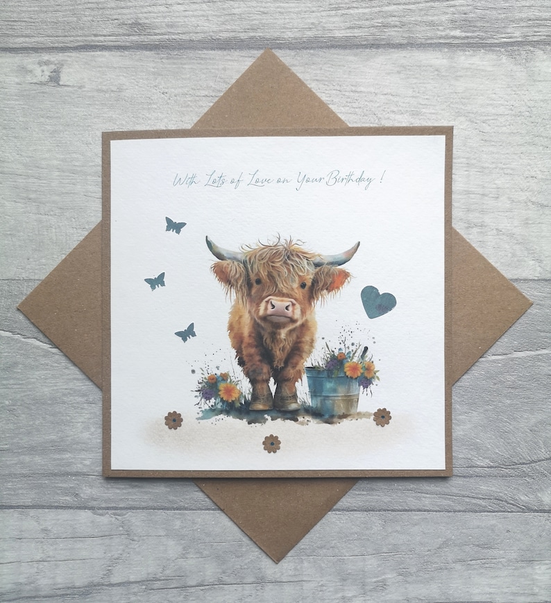 Personalised Birthday Card With Highland Cow, Highland Cow Birthday ...