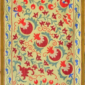 Uzbek Embroidered Room Decor Suzani, Floral Design Walhanging, Table ...