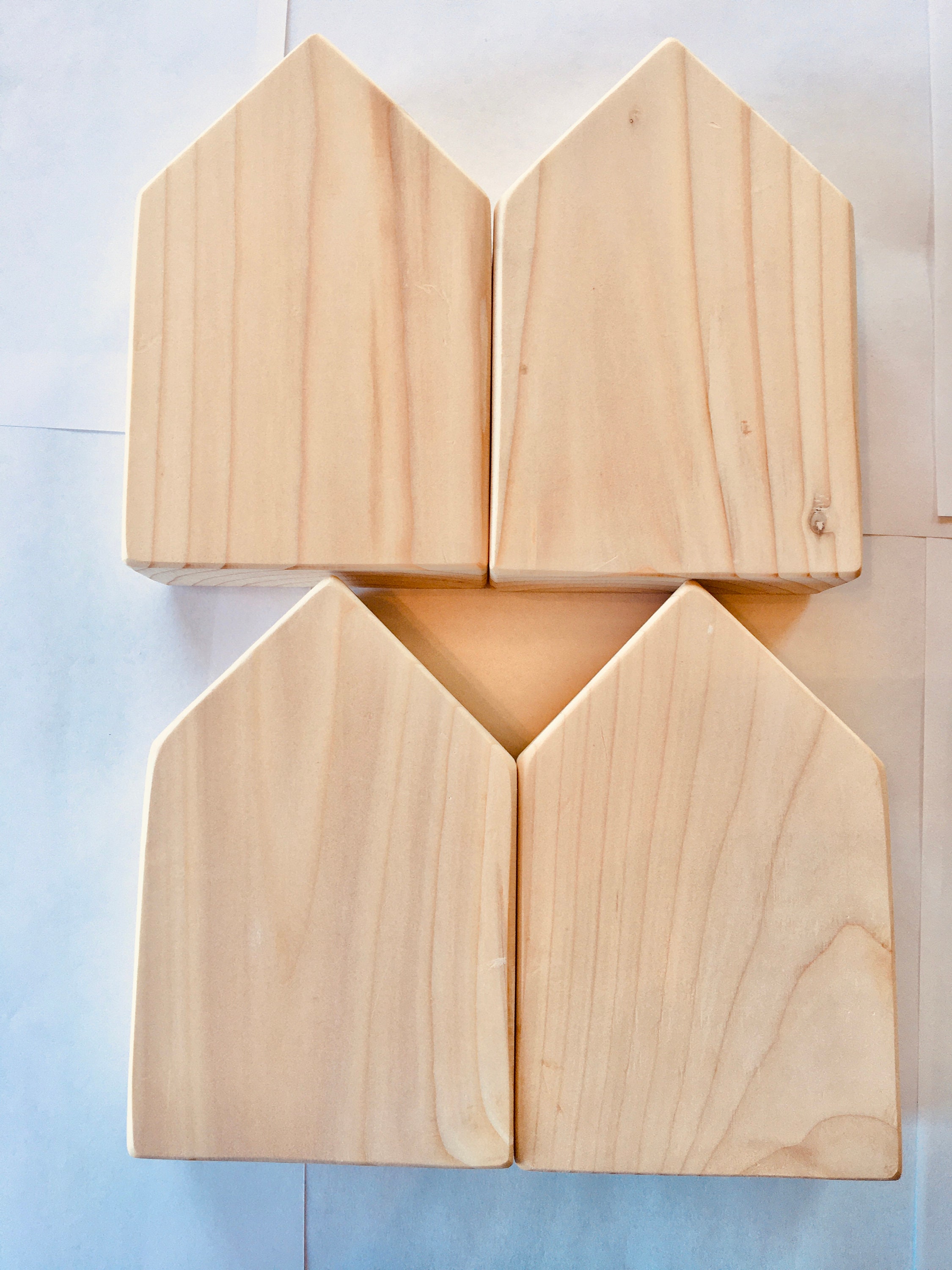 Wood House Set - Handmade Unfinished 4 Piece Set - Etsy