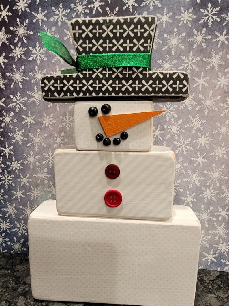 Christmas Snowman Blocks - Handmade Unfinished Wood - Etsy