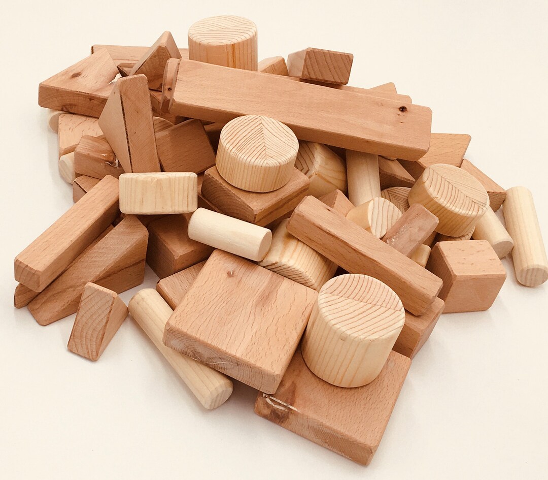 Toy Wooden Building Blocks - Handmade Set of 60 - Etsy