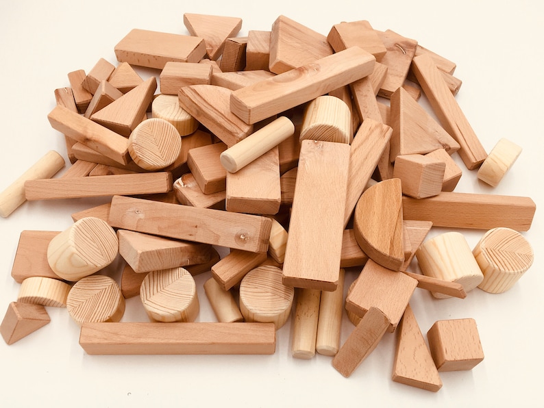 Toy Wooden Building Blocks - Handmade Set of 150 - Etsy