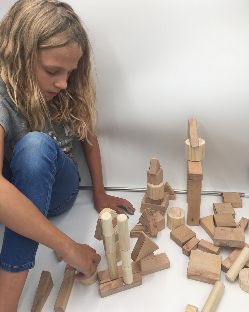 Toy Wooden Building Blocks - Handmade Set of 100 - Etsy