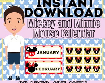 Mickey Mouse Printable Calendar - Etsy UK