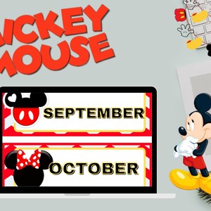 Mickey and Minnie Mouse Printable Wall Calendar | Etsy