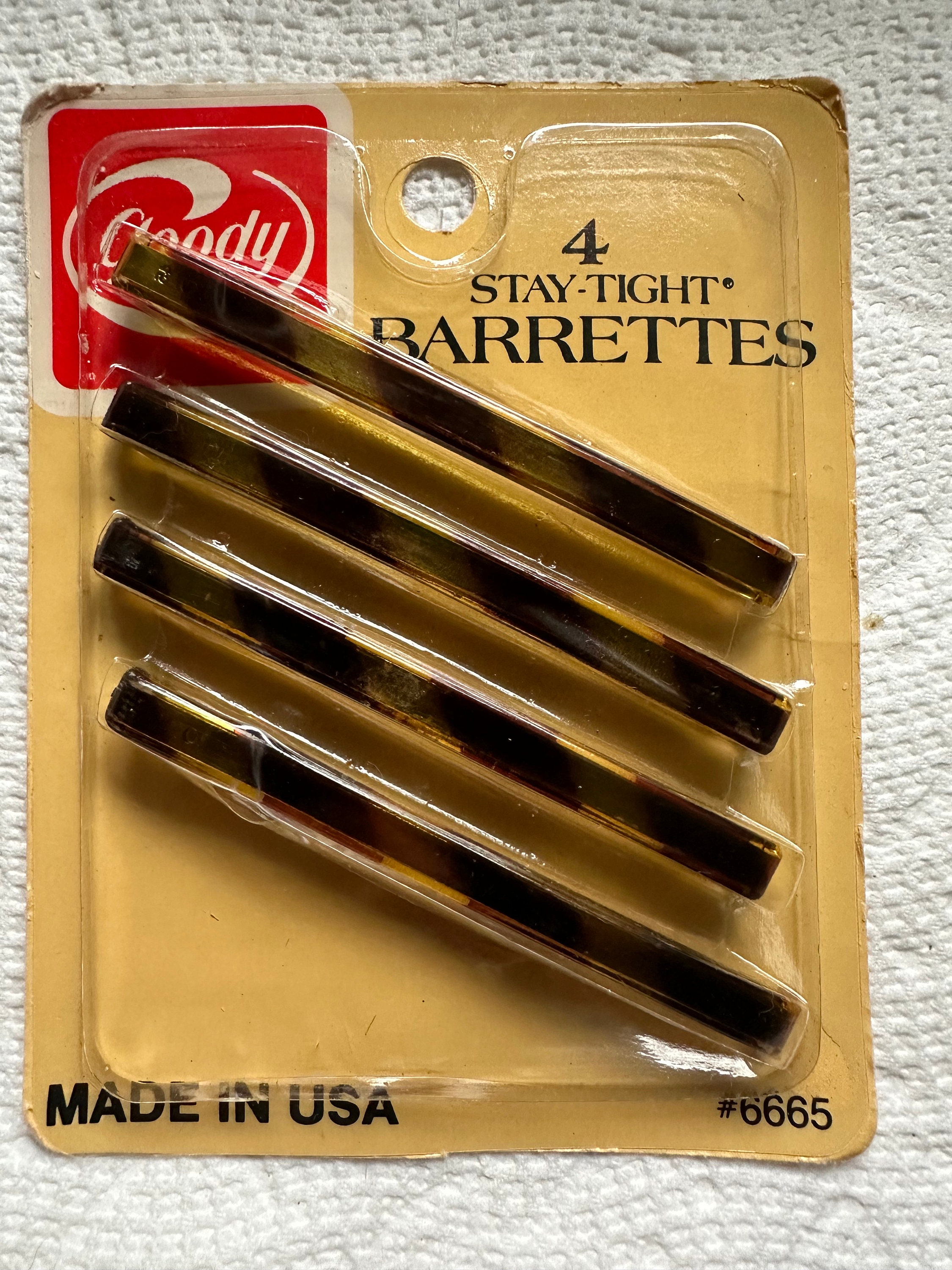 GOODY Vintage 3 Inch Nos Nib New Stay-tight Clasp 4 BARRETTES 1982 Mock ...