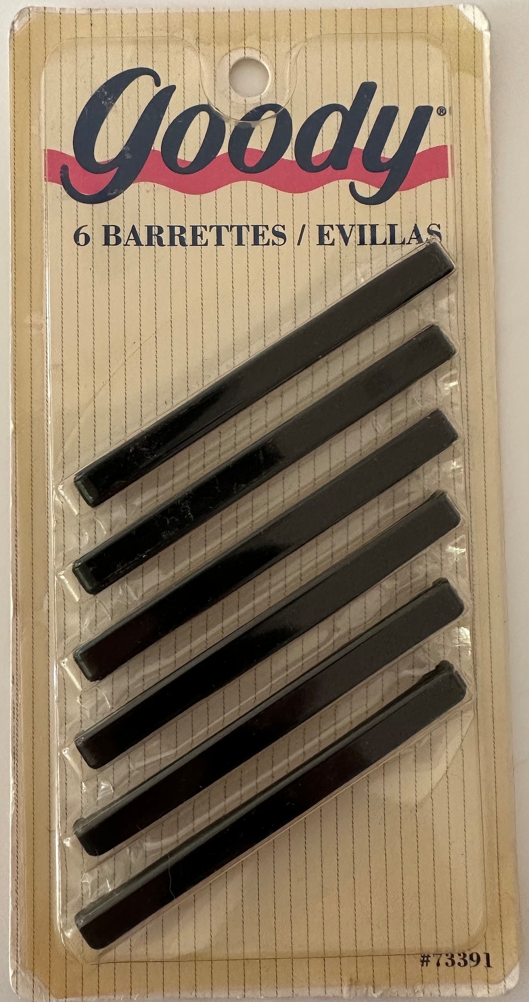 GOODY Vintage 3” Inch Nos Nib New Stay-tight Clasp 6 BARRETTES Black ...