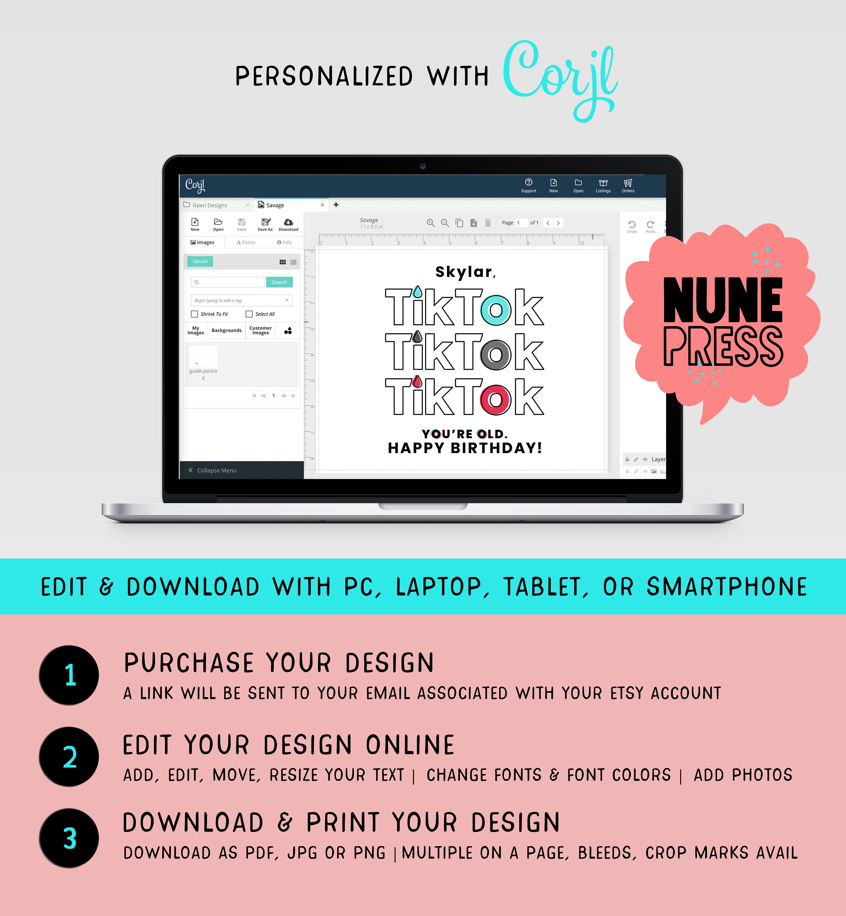 BUY 1 GET 1 FREE! Printable Birthday Card - Instant Download - Tiktok ...