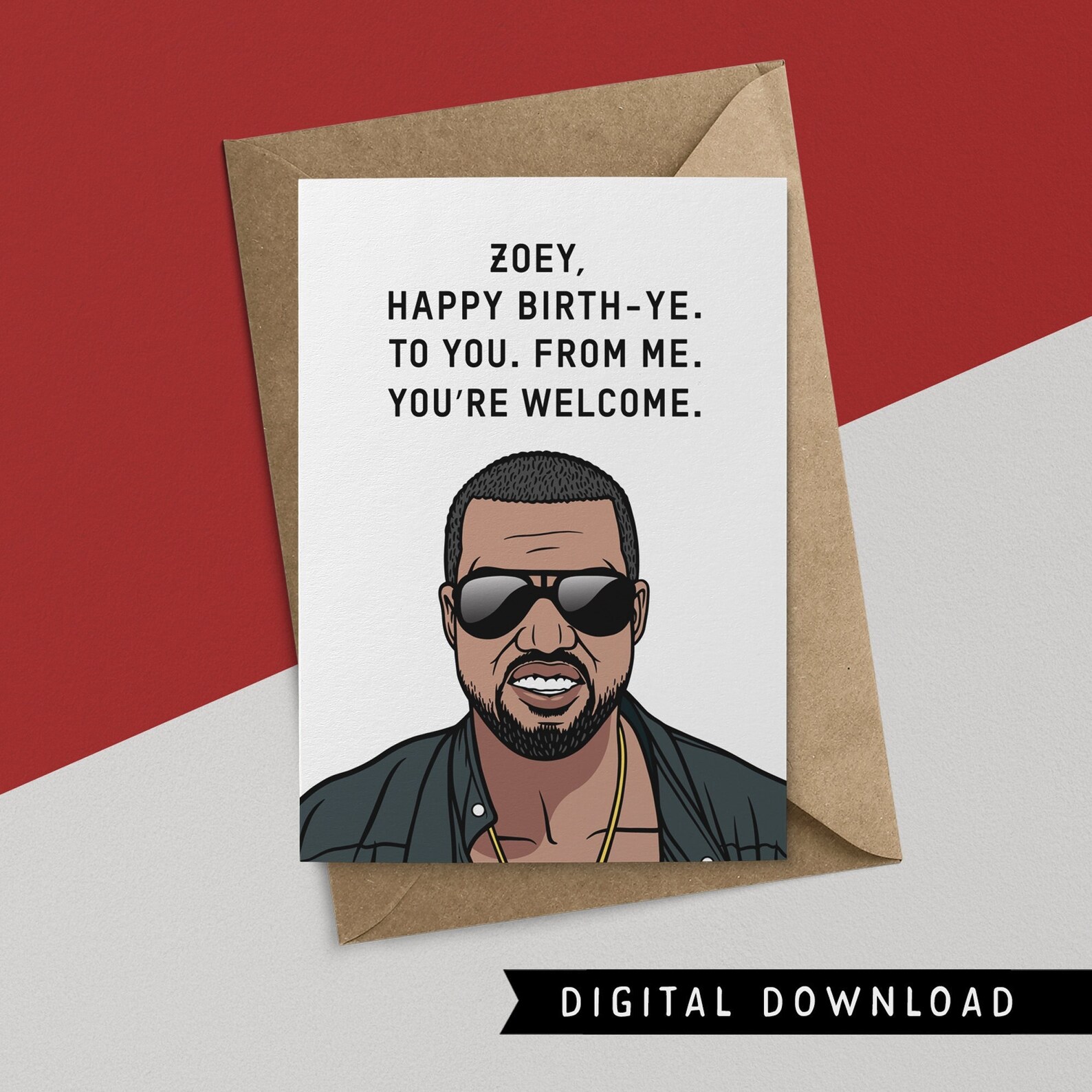 BUY 1 GET 1 FREE Printable Birthday Card Instant Download Kanye West buy-1-get-1-free-printable-birthday-card-instant-download-kanye-west