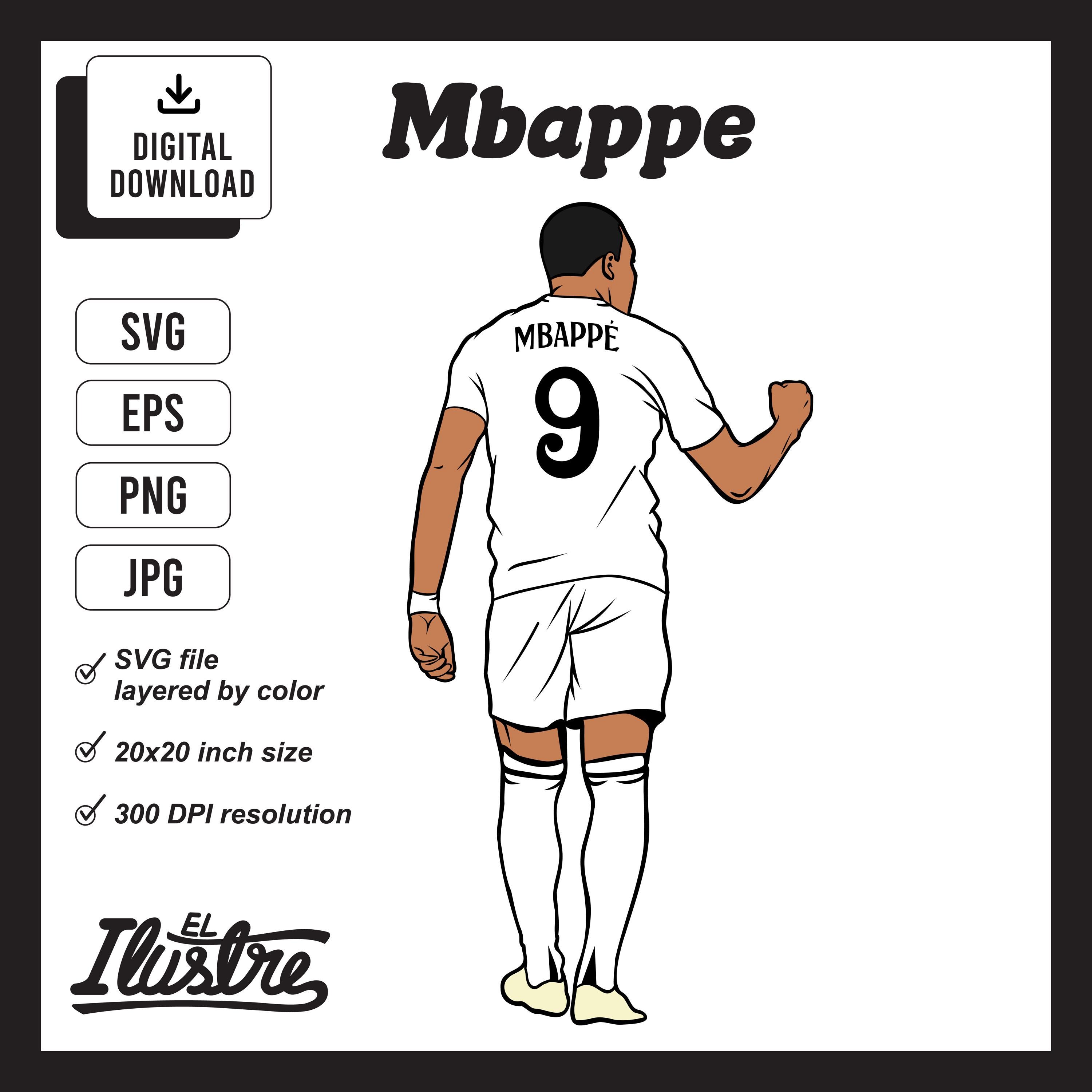 Mbappe Svg File, Soccer Player SVG File, EPS, PNG, Jpg, Clipart, High ...