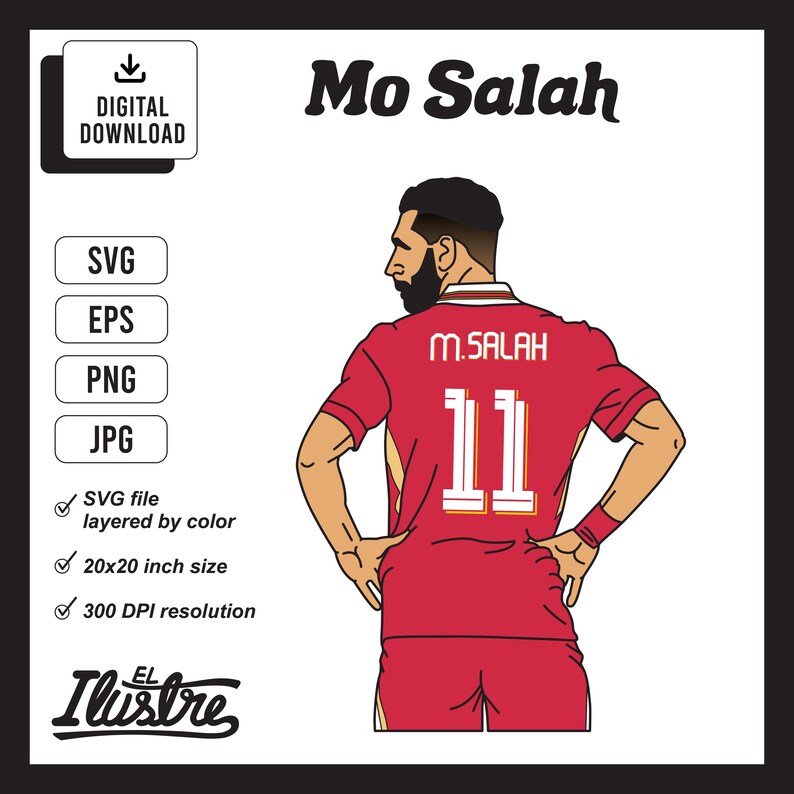 Mo Salah SVG, Soccer Svg File, Soccer Player, Liverpool Fc, EPS, PNG ...