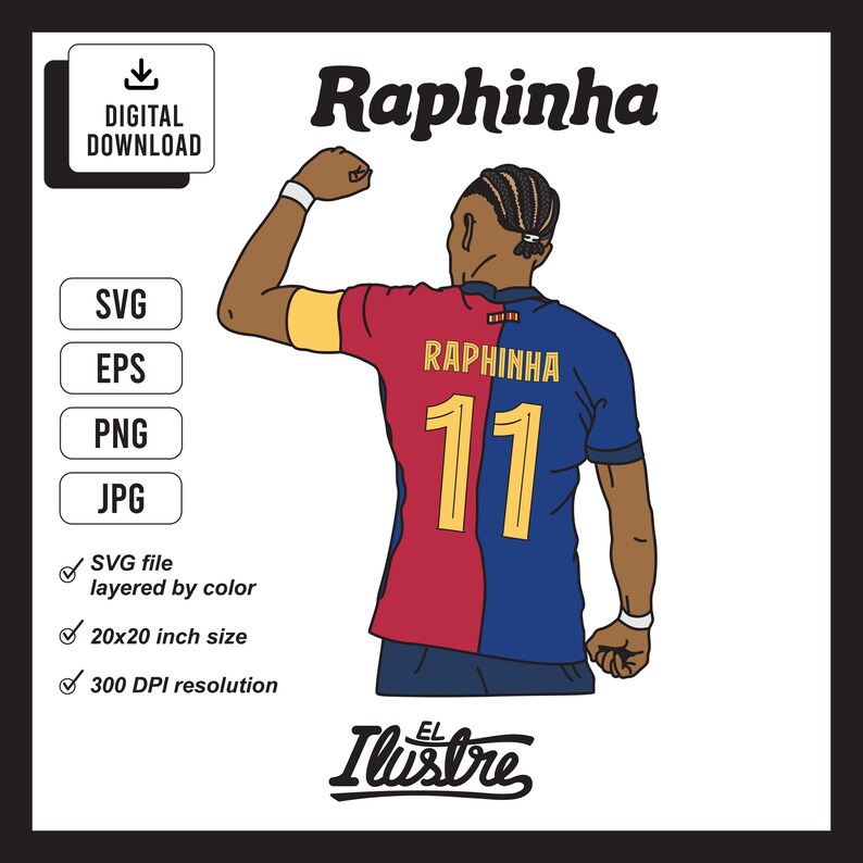 Raphinha Barcelona SVG File, Soccer Svg File, EPS, PNG, Jpg, Clipart ...