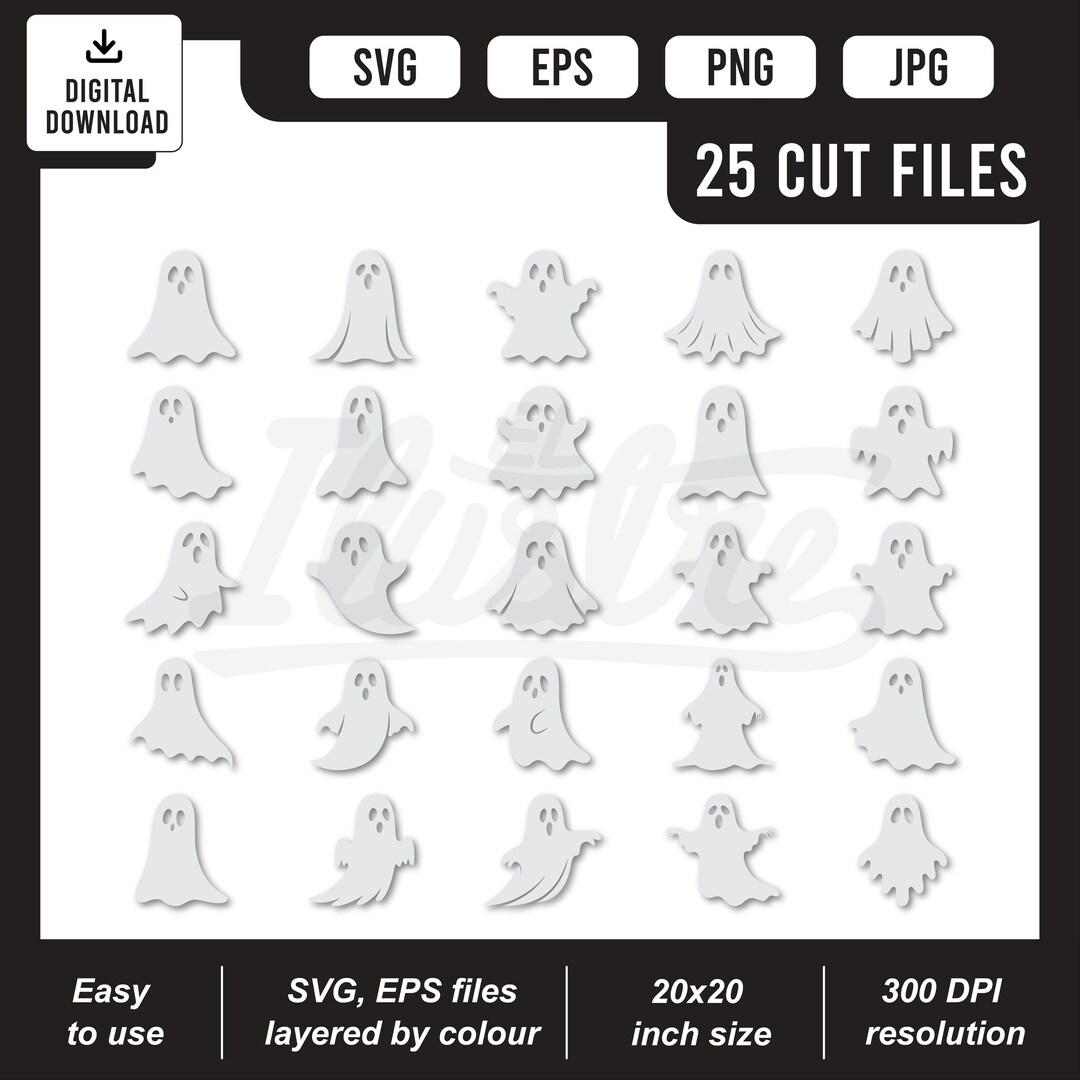 Ghosts SVG Cut Files Halloween Ghost Clipart Layered Ghost Silhouettes ...