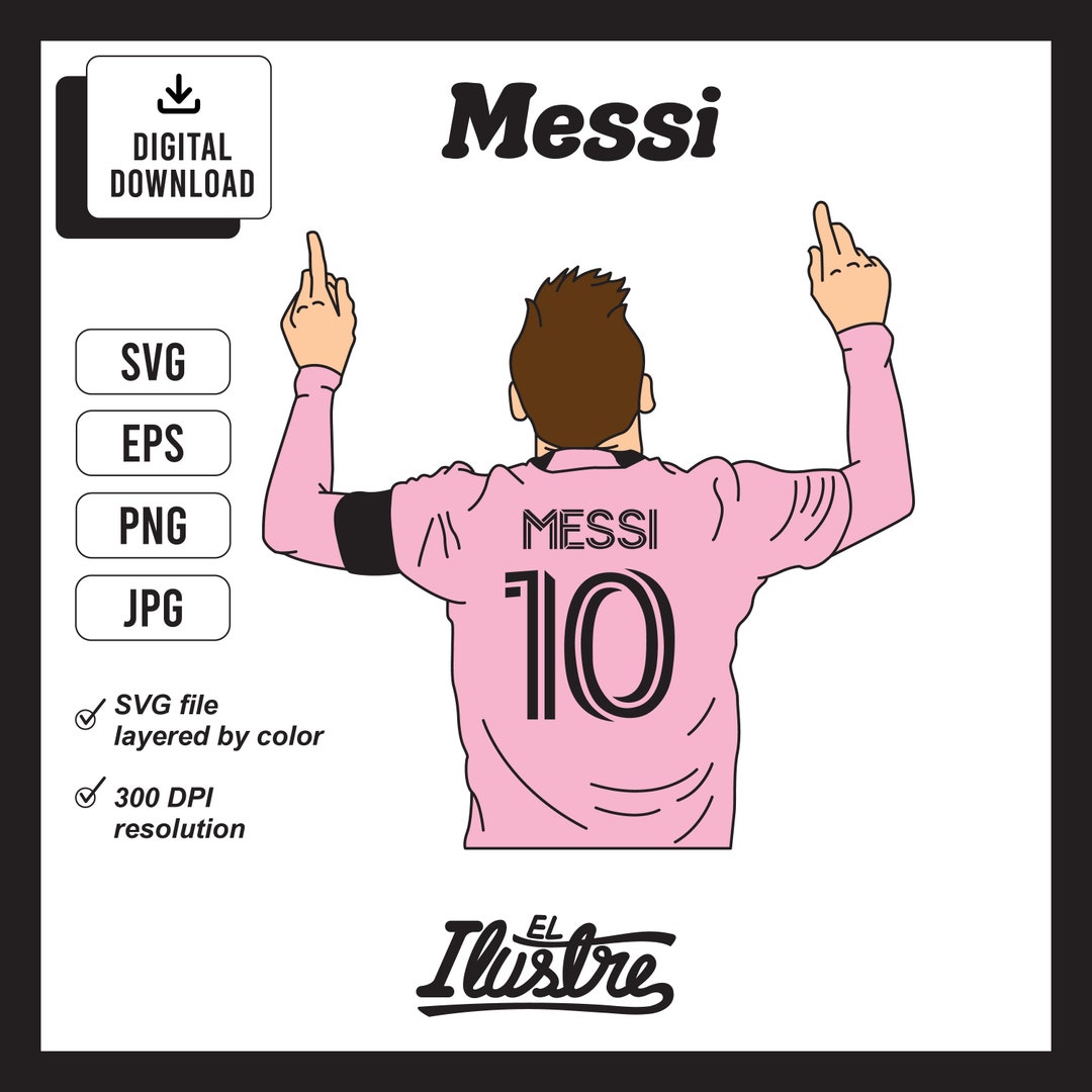 Messi Inter Miami Soccer SVG Cutting File, EPS, PNG, Jpg, Clipart, High ...