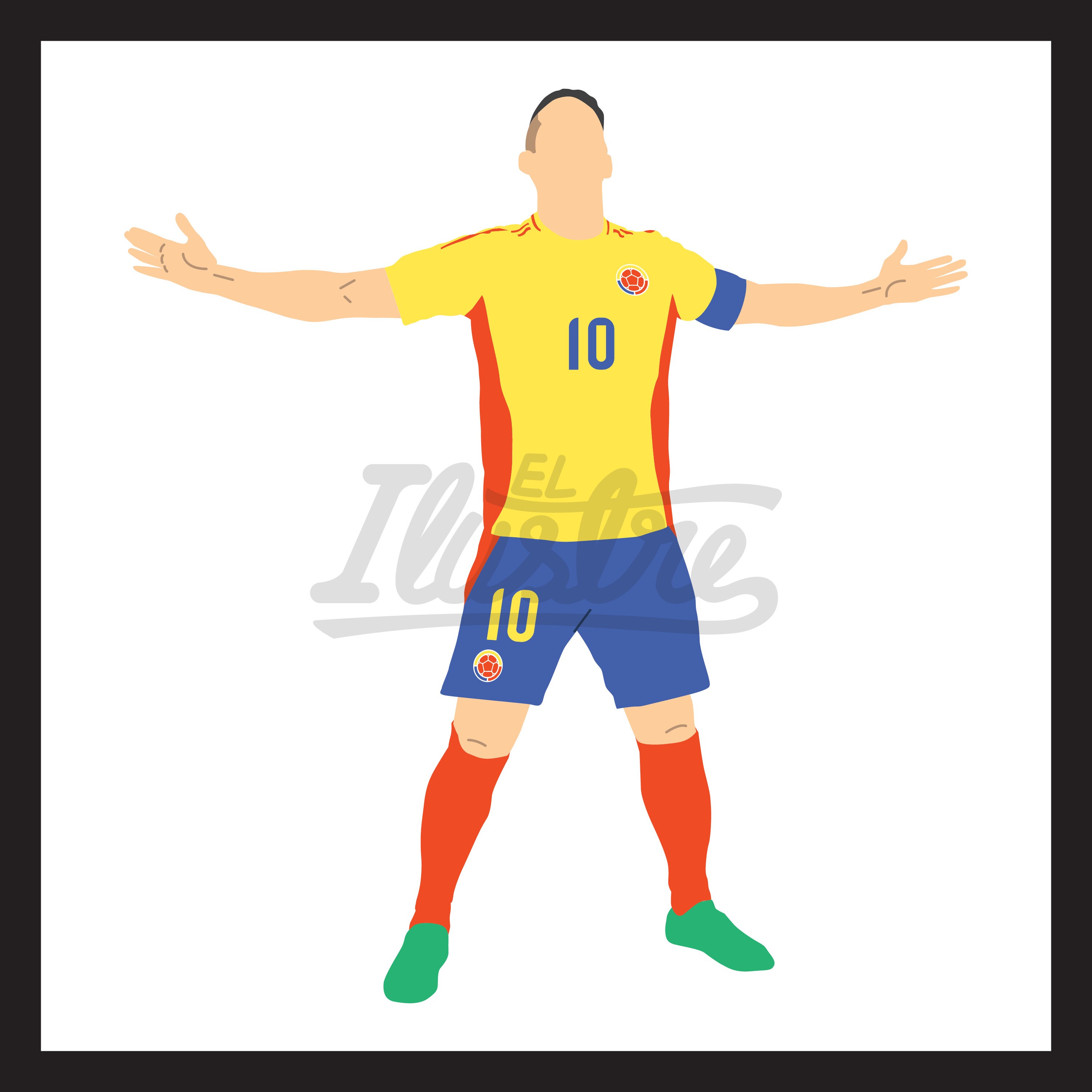 James Rodriguez, Colombia, SVG Cutting File, EPS, PNG, Jpg, High ...