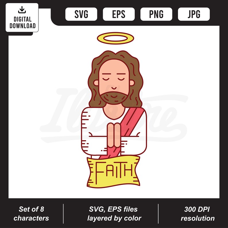 Jesus SVG Cutting File, Vector, EPS, PNG, Jpg, Clipart High Resolution ...