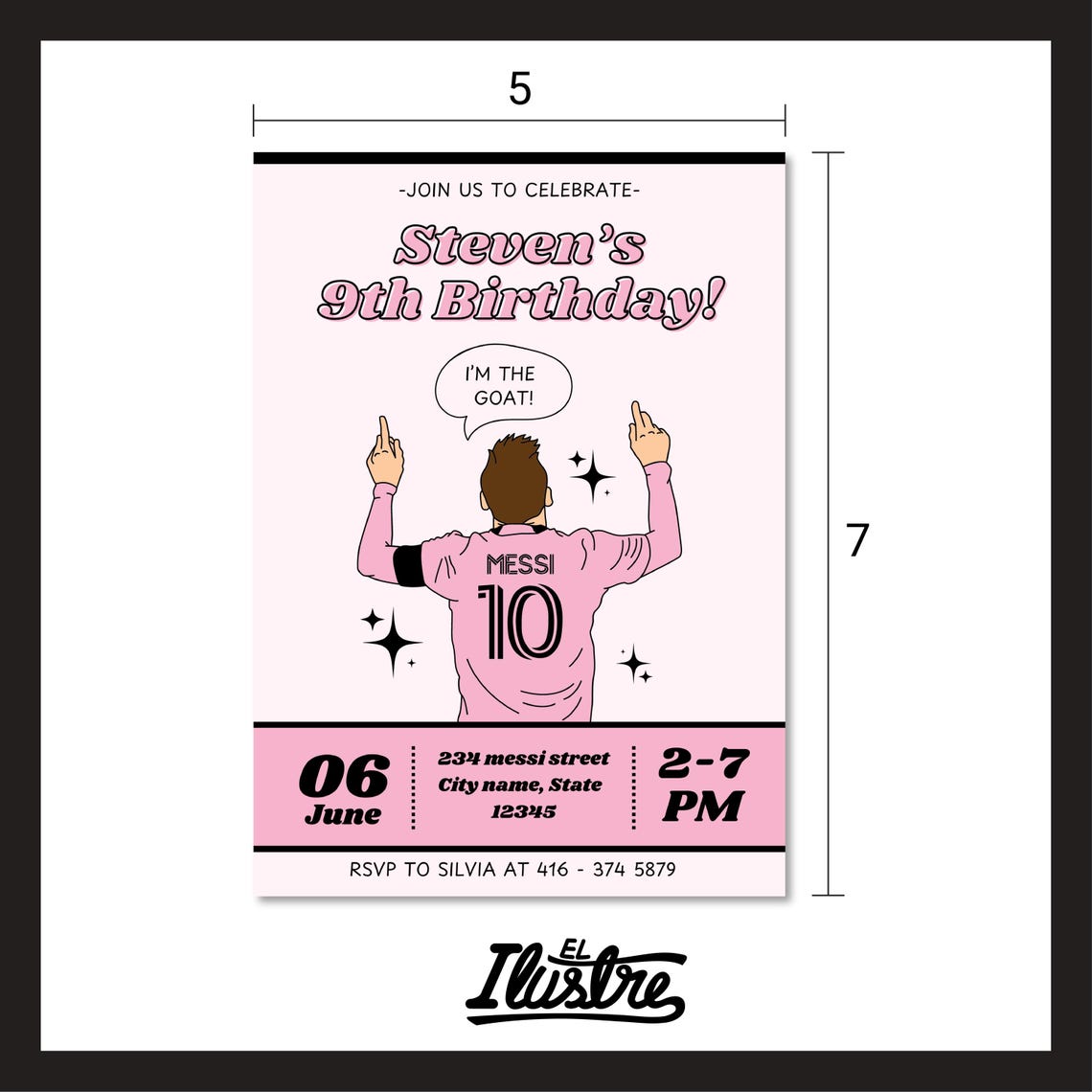Messi Birthday Invitation Card, Editable Birthday Template, Printable ...