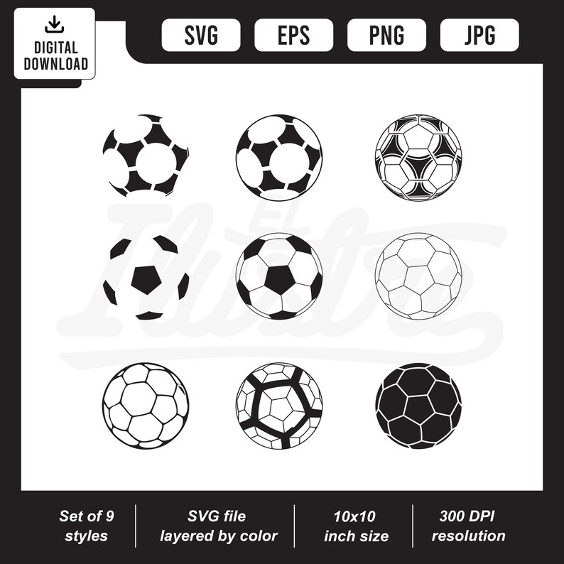 Soccer Ball SVG Cutting File, EPS, PNG, Jpg, Clipart, High Resolution ...