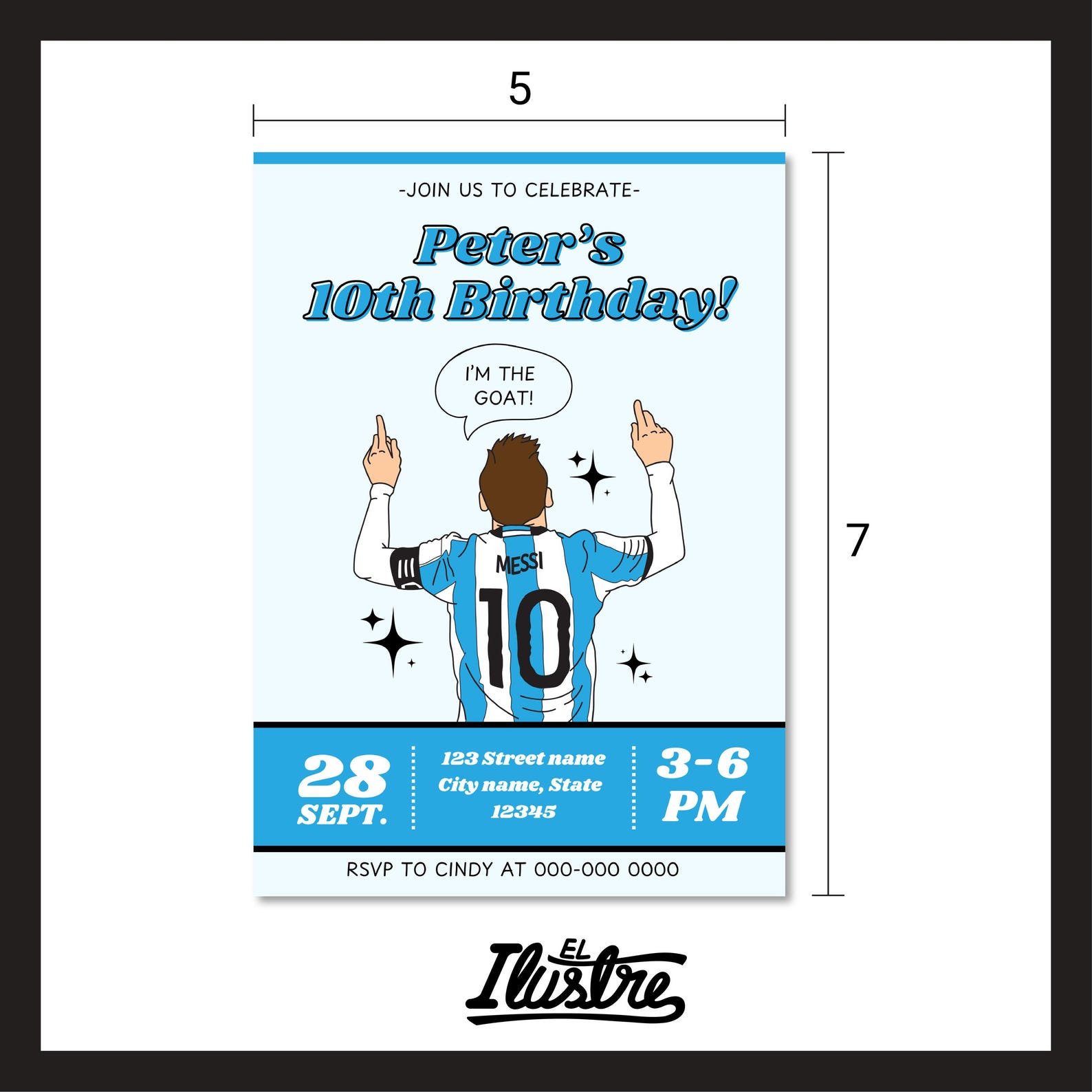 Messi Birthday Invitation Card, Editable Birthday Template, Printable ...