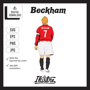 David Beckham Manchester United SVG Cutting File, EPS, PNG, Jpg, High ...