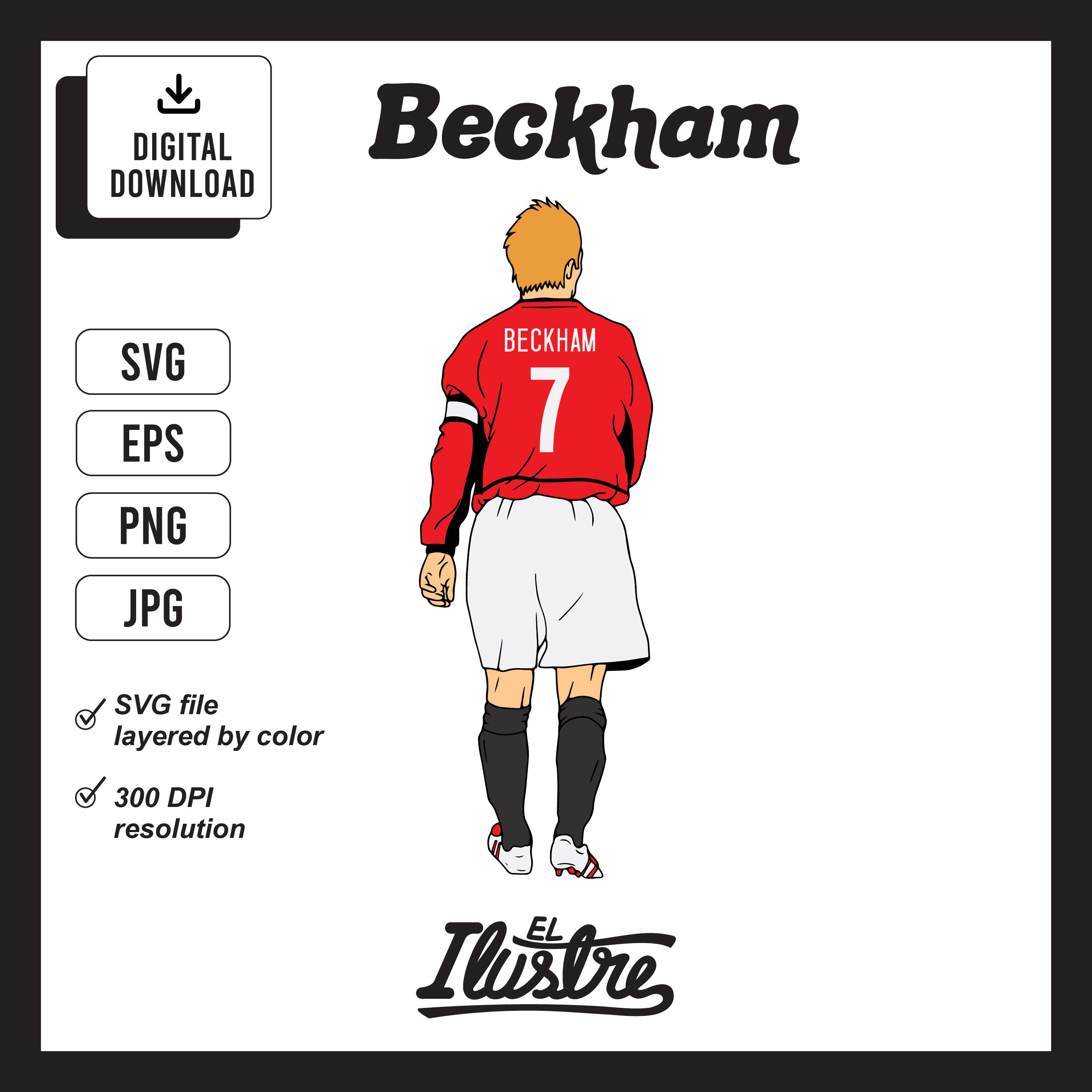 David Beckham Manchester United SVG Cutting File, EPS, PNG, Jpg, High ...