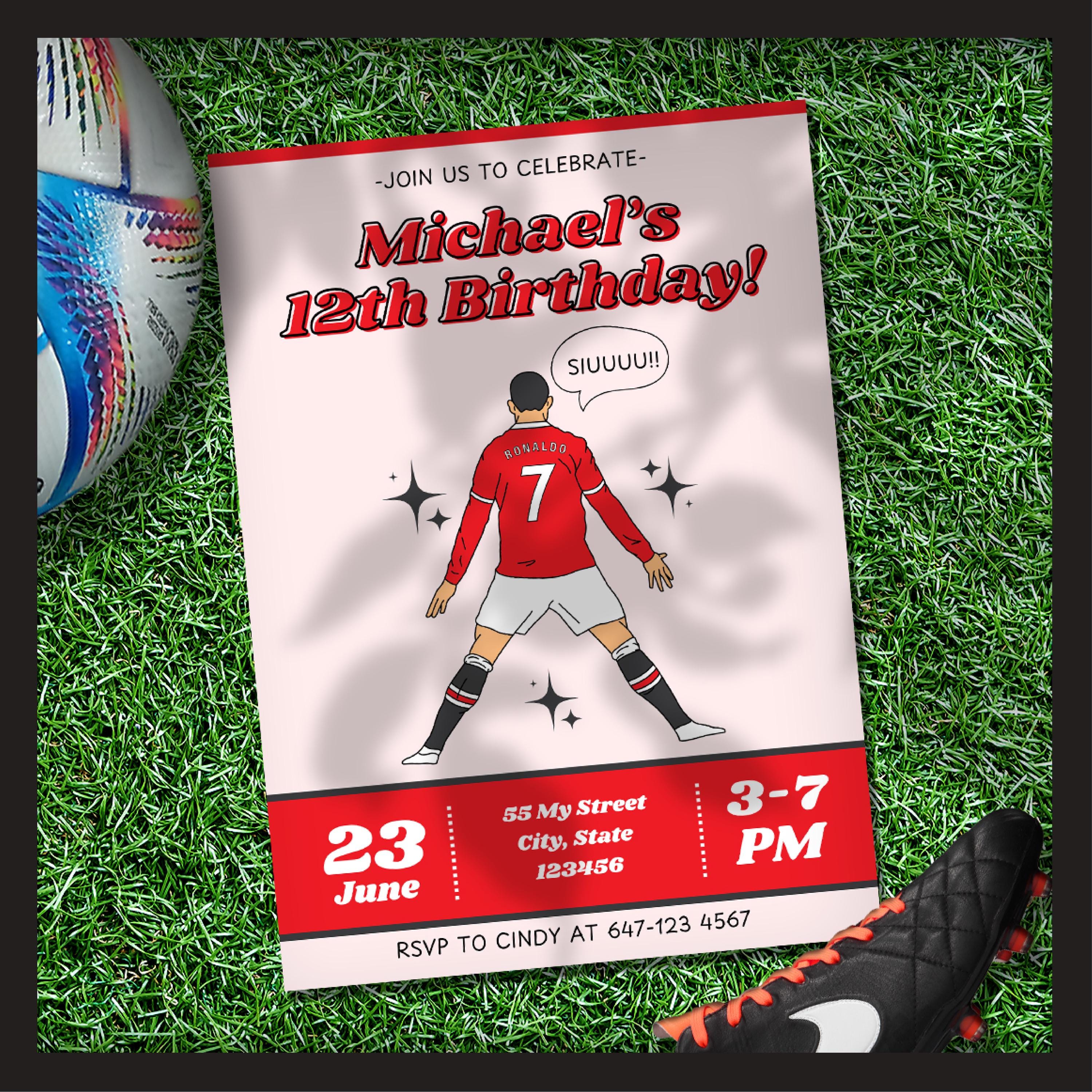 Cristiano Ronaldo Birthday Invitation Card, Editable Birthday Template ...