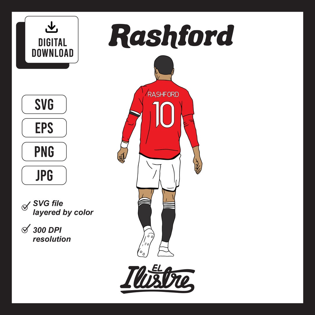 Marcus Rashford Manchester United SVG Cutting File, EPS, PNG, Jpg, High ...