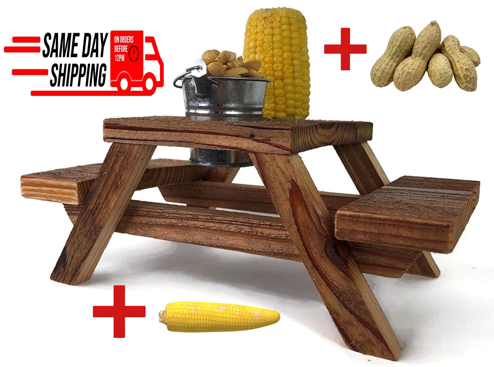 2 in 1 Dual Feeder Squirrel Chipmunk & Bird Picnic Table | Etsy