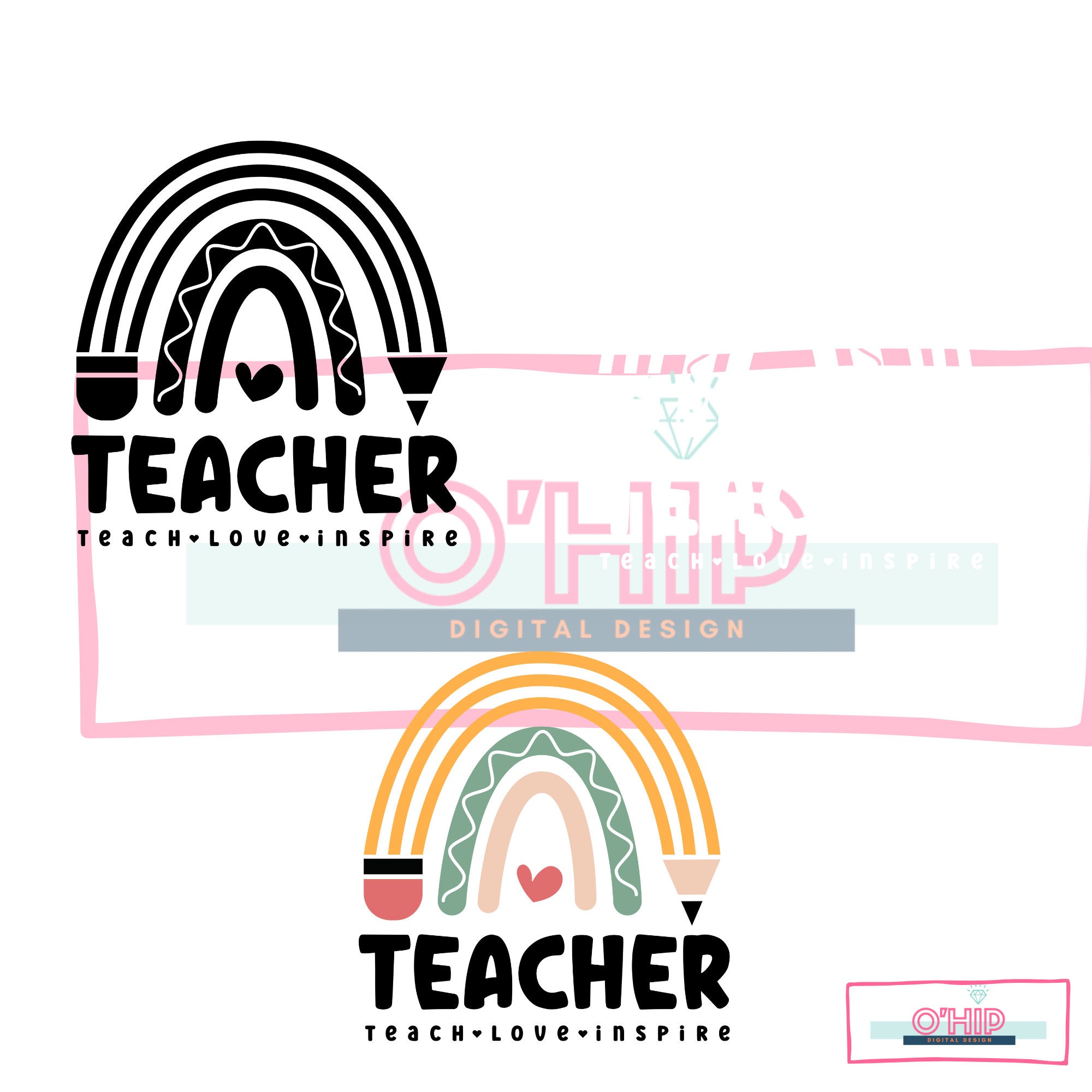 Teach Love Inspire SVG, Teacher Rainbow SVG, Teacher Sublimation ...