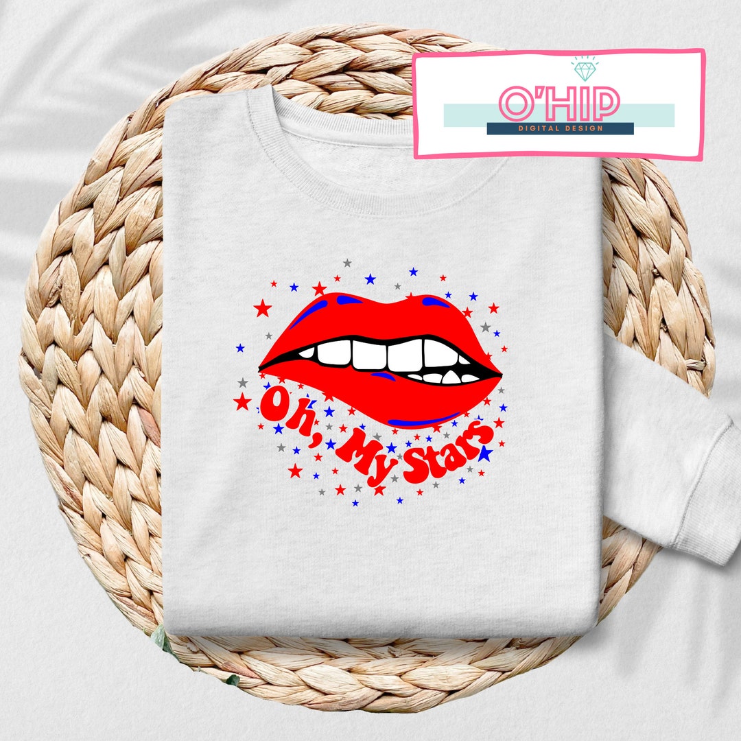 Oh My Stars Lips Svg, Red,white,blue, Lips 4th July, American Flag ...