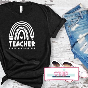 Teach Love Inspire SVG, Teacher Rainbow SVG, Teacher Sublimation ...