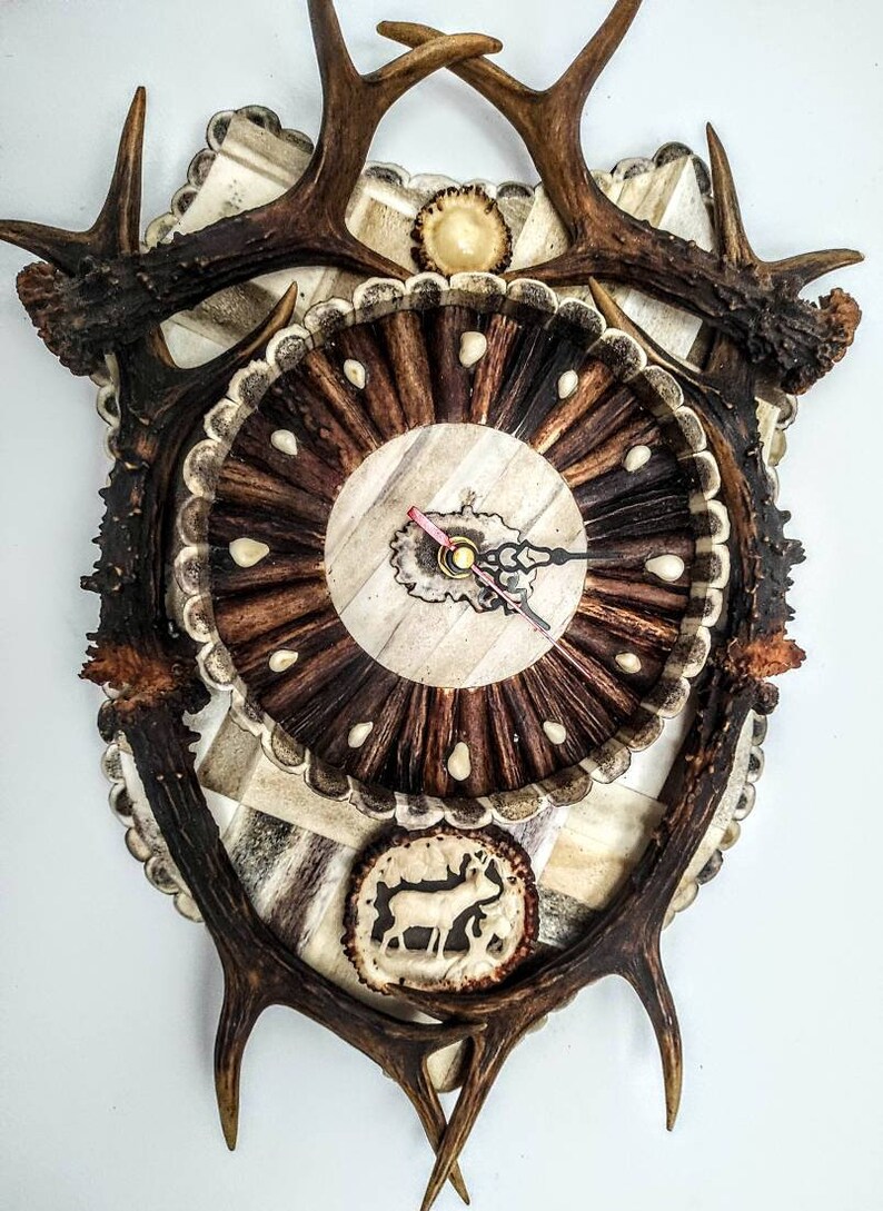 Antler Clock Vintage Wall Decoration Carved Deer Antler - Etsy