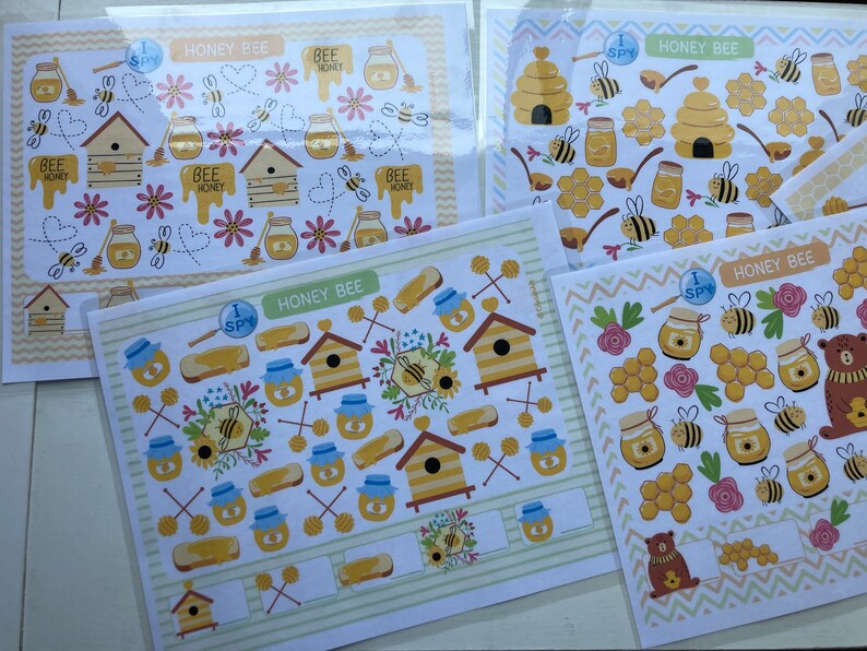 Honey Bee I Spy Game Reusable Five Sheets - Etsy