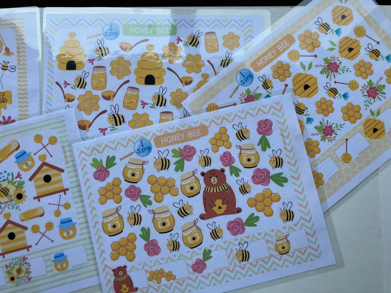 Honey Bee I Spy Game Reusable Five Sheets - Etsy