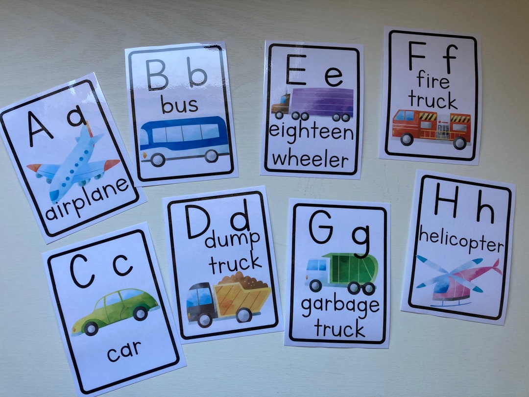 Full Alphabet Transportation Flash Cards - Etsy