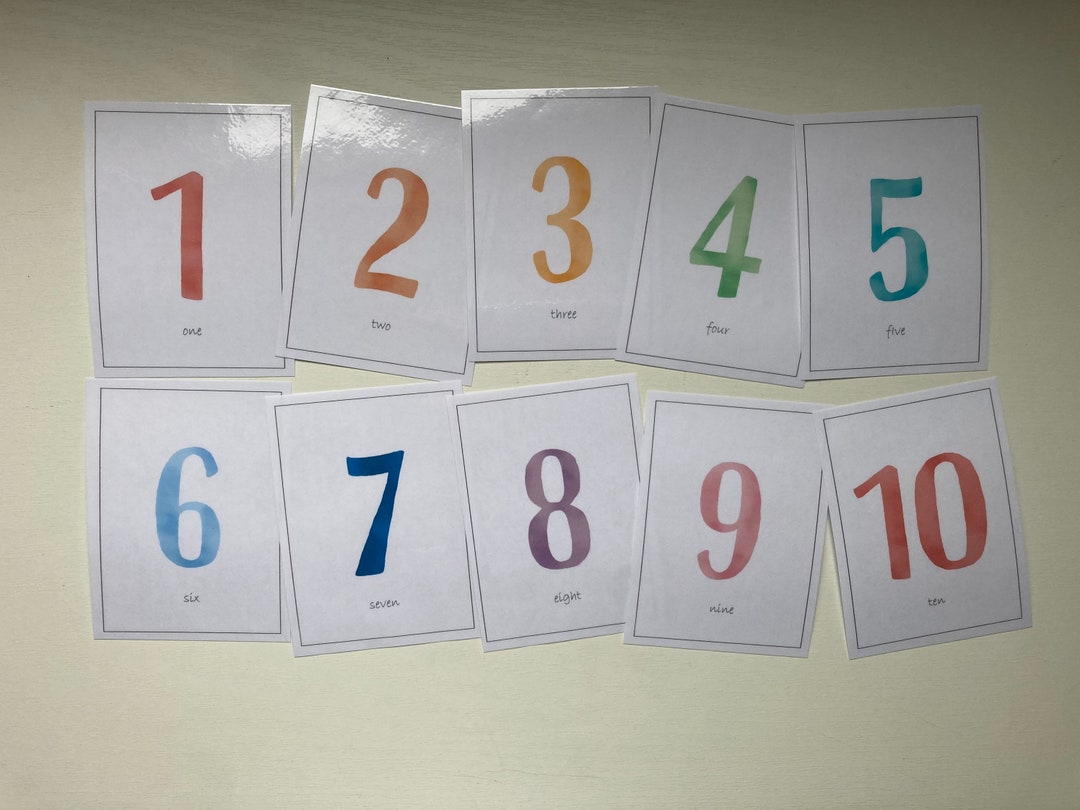 One Through Ten Number Watercolor Flash Cards - Etsy