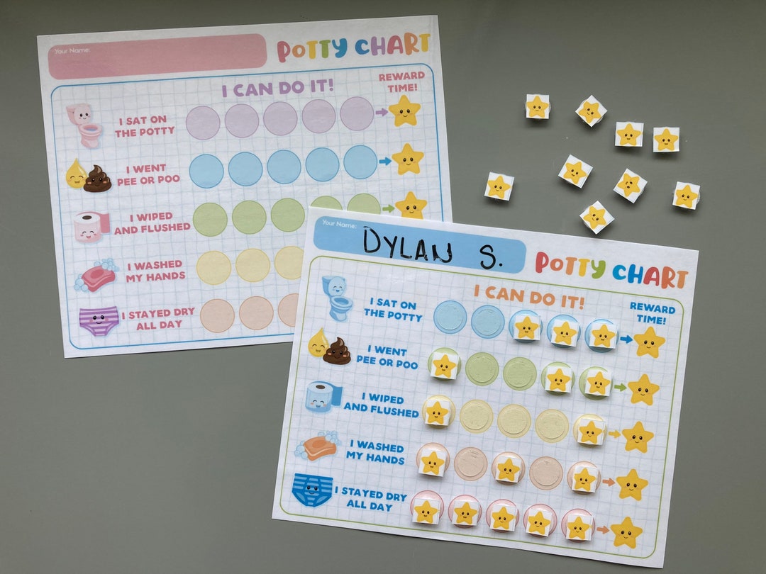 Potty Training Chart Pink or Blue Come With Velcro Stars and ...