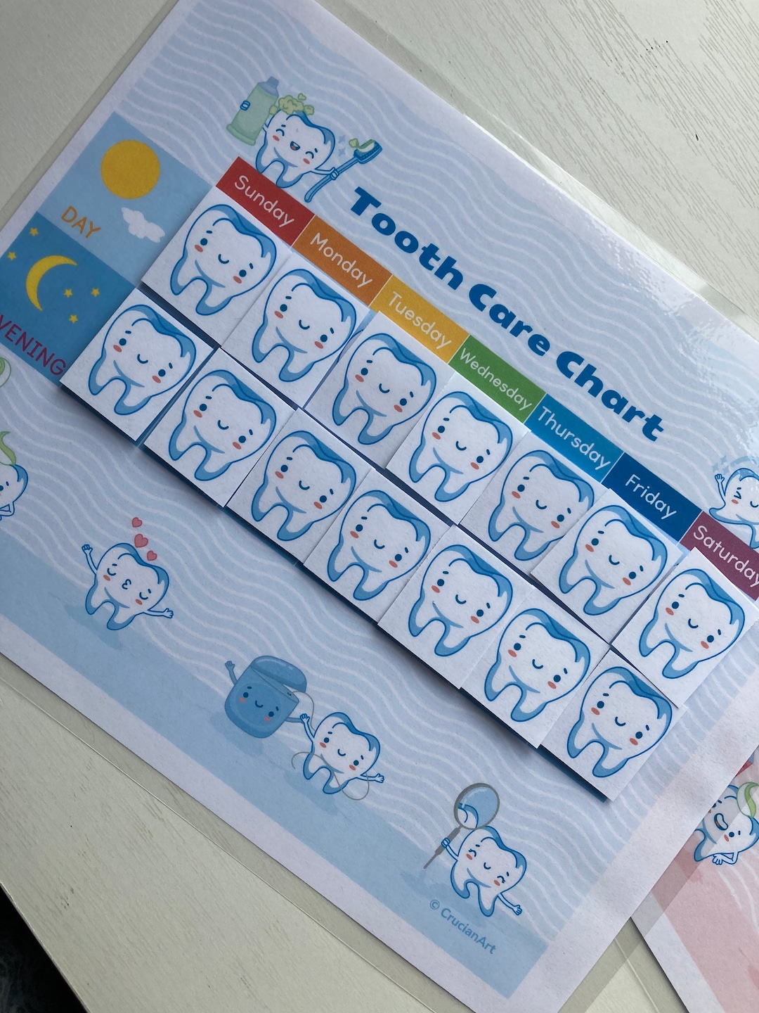 Dental Hygiene Chart for Kids With Reward Coupons From Tooth Fairy - Etsy