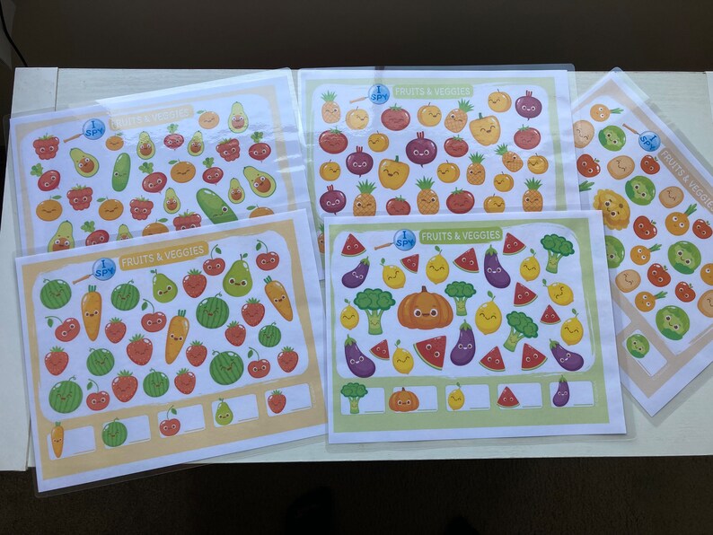 I Spy Fruit and Veggie Counting Activity Sheet Set - Etsy