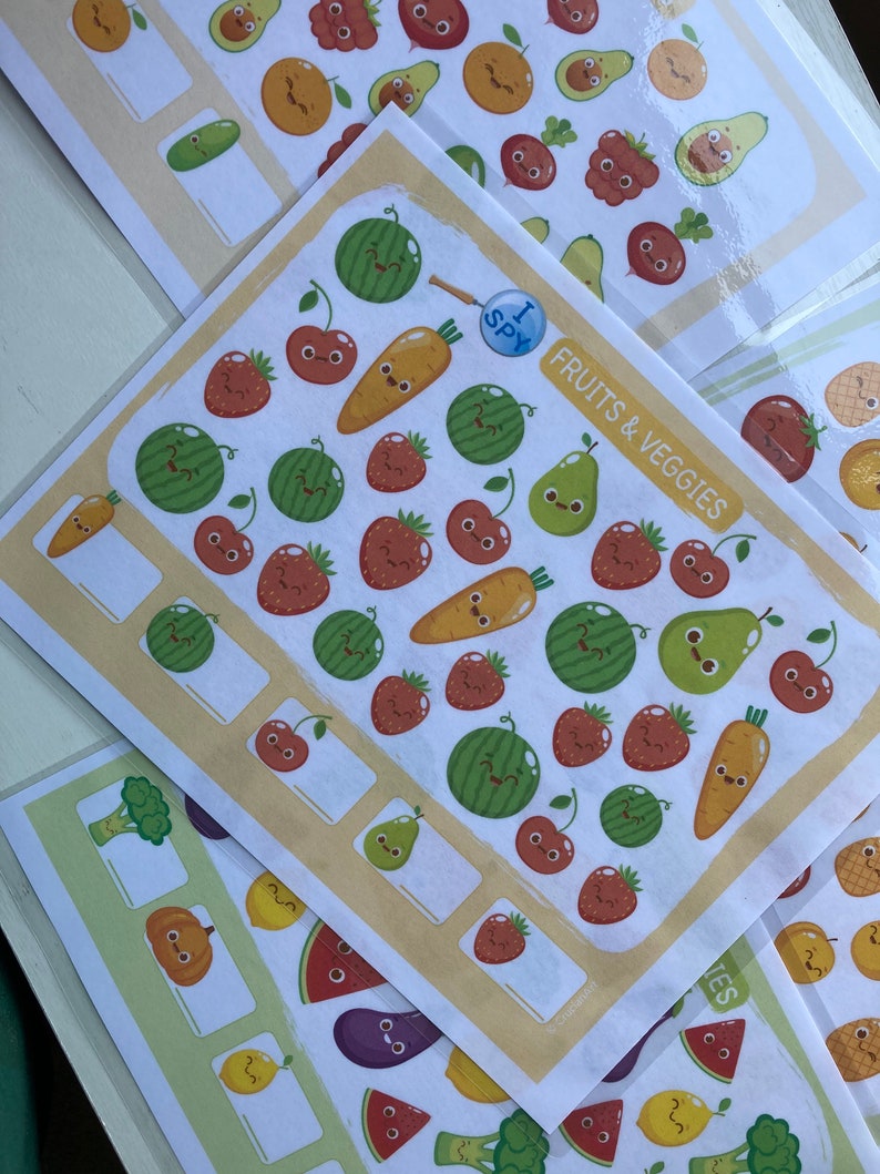 I Spy Fruit and Veggie Counting Activity Sheet Set - Etsy
