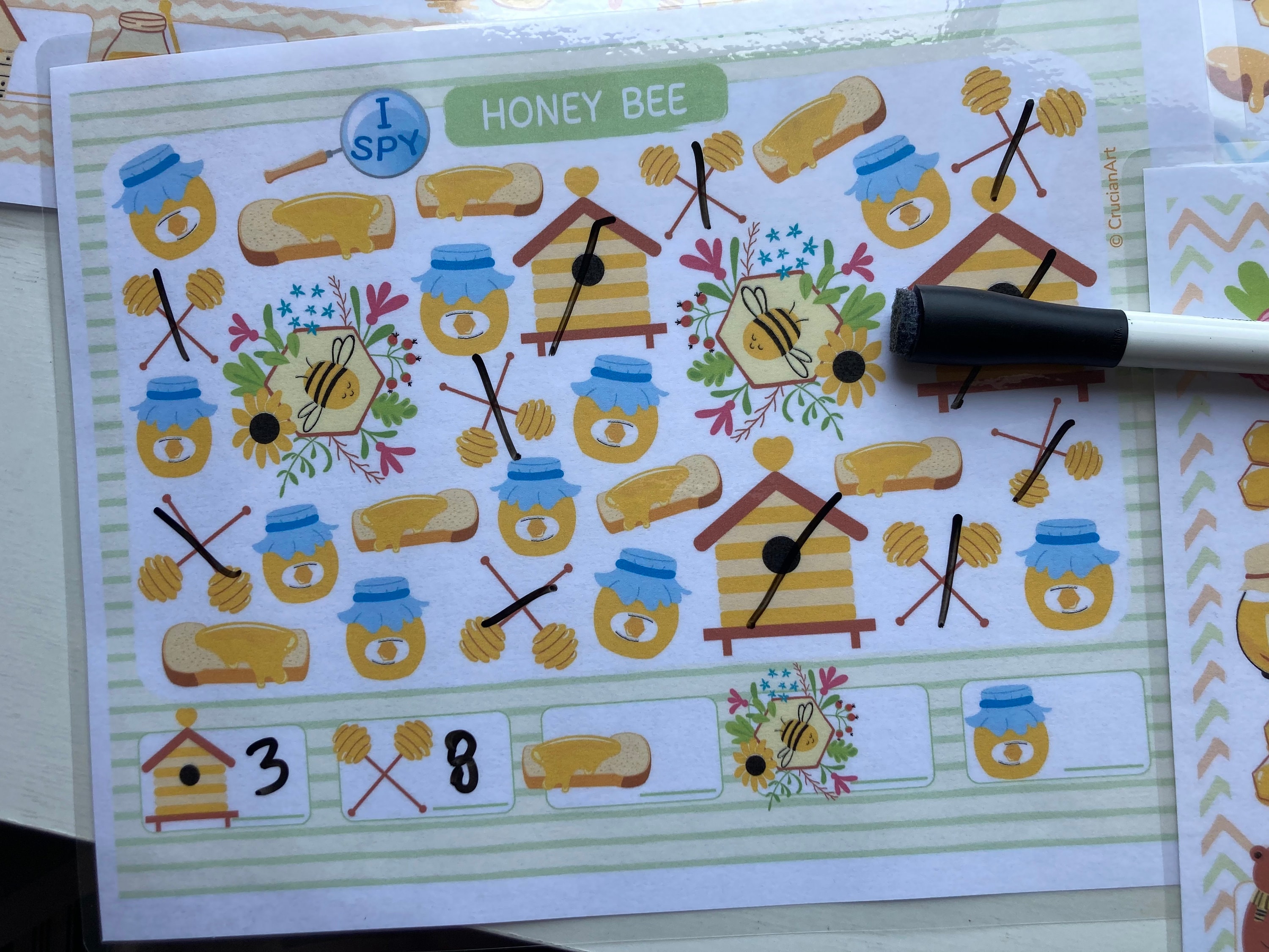 Honey Bee I Spy Game Reusable Five Sheets - Etsy
