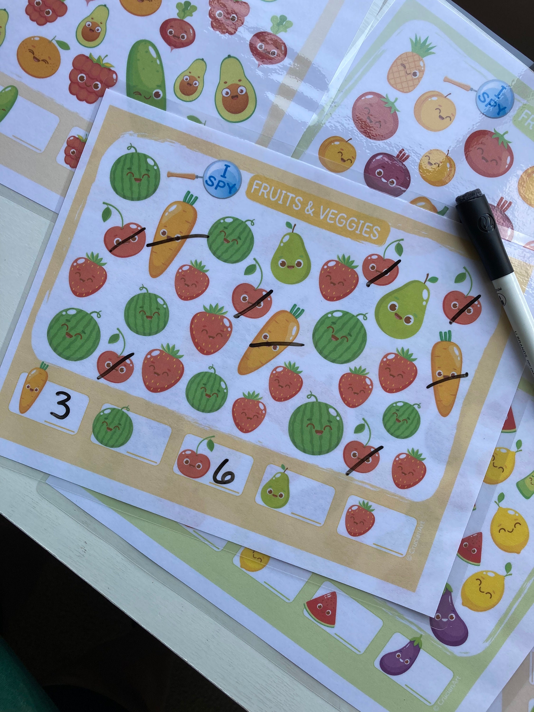 I Spy Fruit and Veggie Counting Activity Sheet Set - Etsy