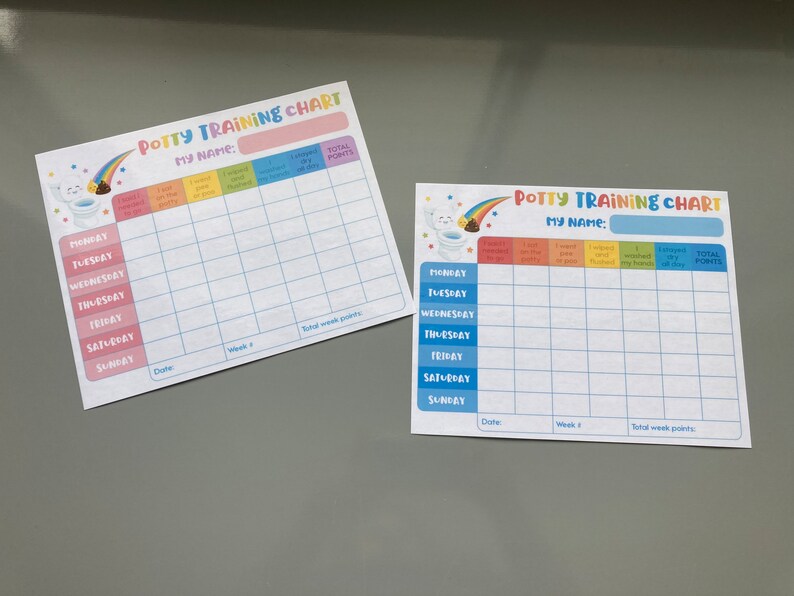 Potty Training Chart With Icons Pink or Blue With Dry Erase Marker and ...