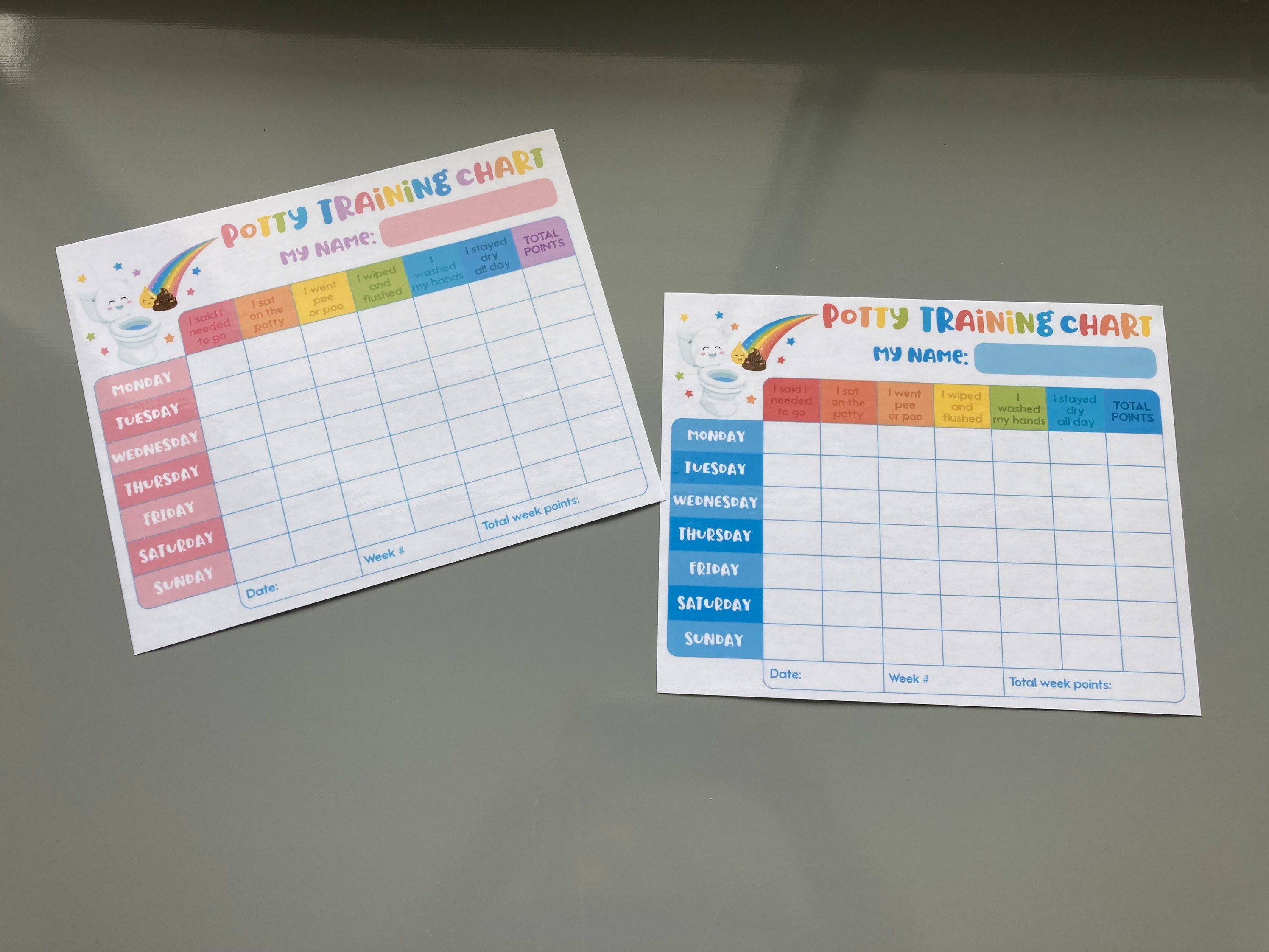 Potty Training Chart With Icons Pink or Blue With Dry Erase Marker and ...