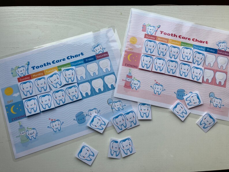Dental Hygiene Chart for Kids With Reward Coupons From Tooth Fairy - Etsy